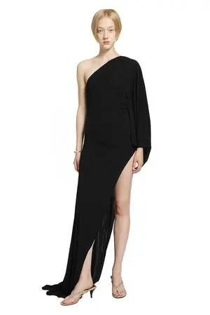 Gucci Asymmetrical Viscose Jersey Long Dress - Black