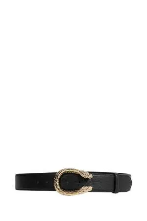 Gucci Dionysus Wide Leather Belt With Tiger Head Buckle - Black