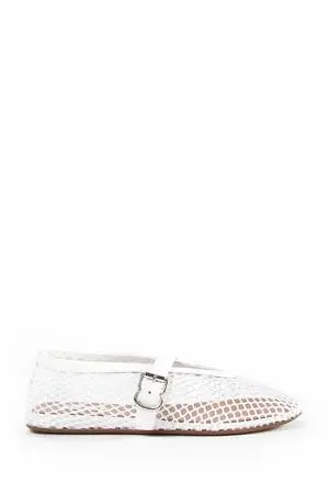 Alaïa ALAIA Ballet Flats In Fishnet And Patent Leather White