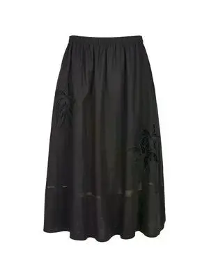 LESS Floral Embroidered Skirt - Black