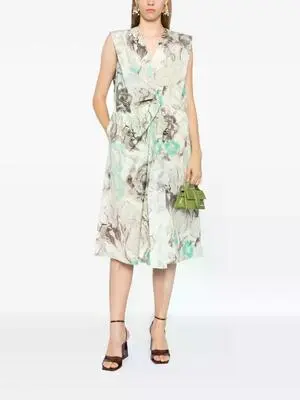 JNBY Oversized Floral Print V-neck Dress