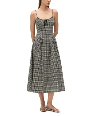 ELODIE THE LABEL Gingham Check Midi Dress - Black Gingham