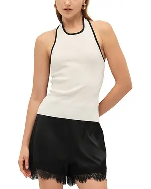 ELODIE THE LABEL Goldie Sleeveless Ribbed Knit Top - White