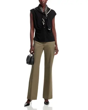 SIONI Short Sleeve Ruched Pullover Top - Black