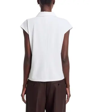 SIONI Short Sleeve Ruched Pullover Top - Eggshell