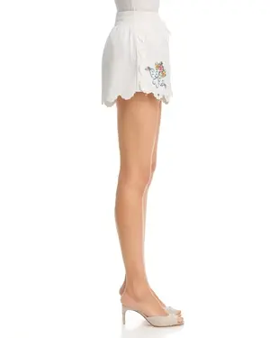 Moon River Embroidered Scallop Shorts