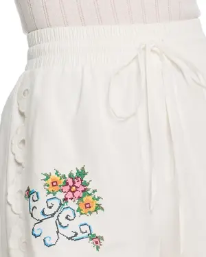 Moon River Embroidered Scallop Shorts