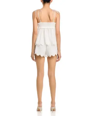 Moon River Embroidered Scallop Shorts
