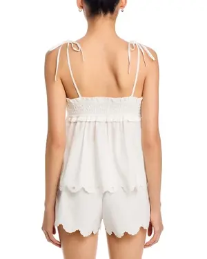 Moon River Scallop Floral Embroidered Top