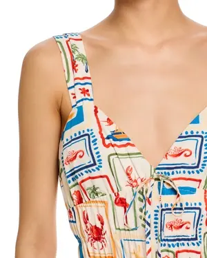 Moon River Sweetheart Neck Printed Midi Dress