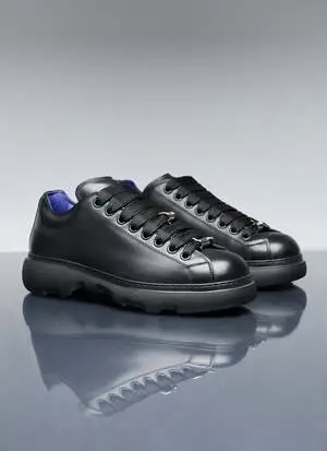 Burberry Ranger Leather Lace-up Sneakers With Barbed-wire Hardware