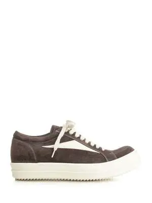 Rick Owens Low-top Leather Sneakers With Contrast Stitching