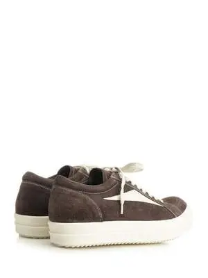 Rick Owens Low-top Leather Sneakers With Contrast Stitching