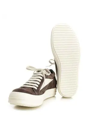 Rick Owens Low-top Leather Sneakers With Contrast Stitching