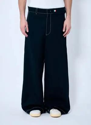 Moncler Palm Angels Wide-leg Pants With Contrast Stitching - Black