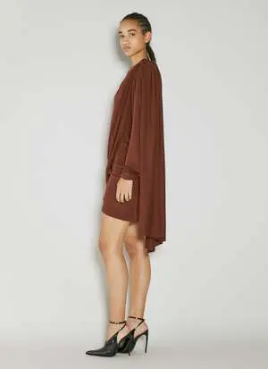Saint Laurent Draped Wool Dress - Red