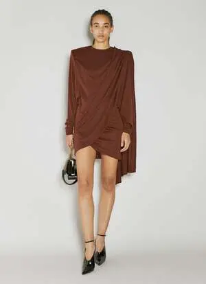 Saint Laurent Draped Wool Dress - Red