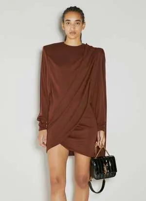 Saint Laurent Draped Wool Dress - Red