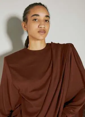 Saint Laurent Draped Wool Dress - Red