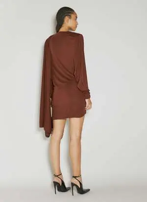Saint Laurent Draped Wool Dress - Red