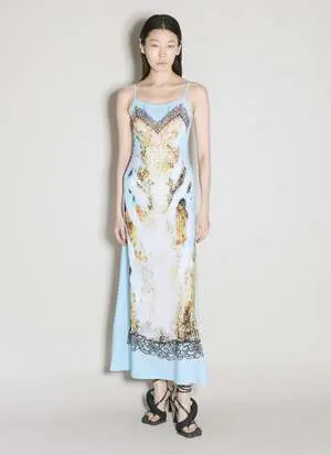 Y/project Lace Print Maxi Dress - Blue