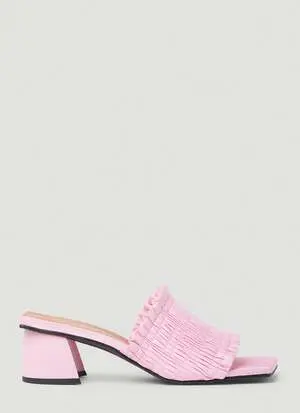 GANNI Smock Kitten Heel Mules - Pink