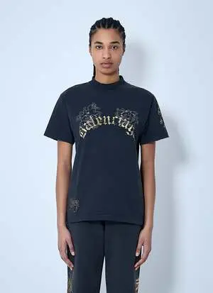 Balenciaga Cotton T-shirt With Tattoo Motif - Black
