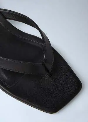 TOTEME Leather Flip Flop Kitten Heel Sandals