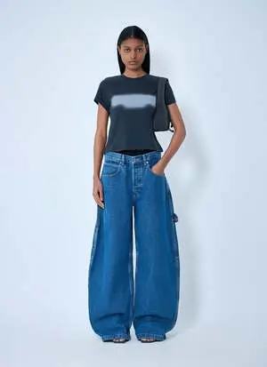 Alexander Wang Wide-leg Logo Motif Denim Jeans