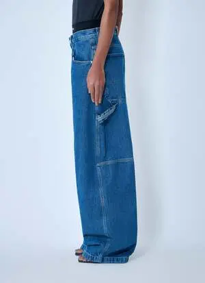 Alexander Wang Wide-leg Logo Motif Denim Jeans