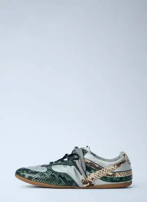 Miu Miu Lace-up Sneakers With Snakeskin Accents