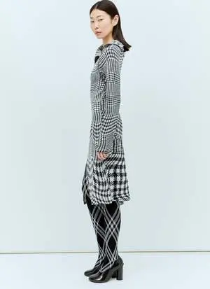 Burberry Houndstooth Asymmetrical Midi Dress