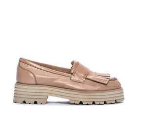 Lukure Gea Hand-painted Kangaroo Leather Loafers - Beige