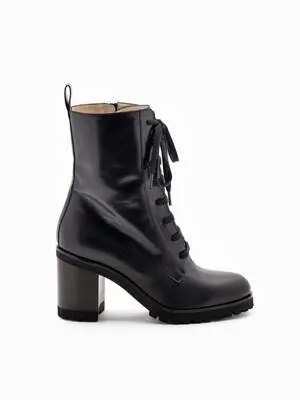 Lukure Agathe Lace-up Block Heel Boots - Black