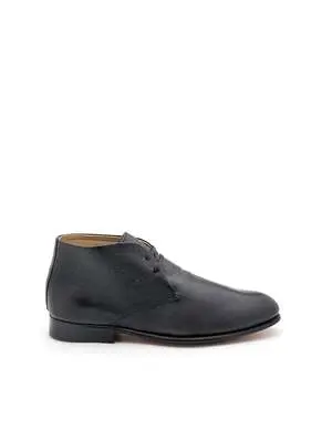 Lukure Fleur Kangaroo Leather Lace-up Bootie - Black