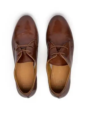 Lukure Kate Kangaroo Leather Lace-up Flats - Cognac