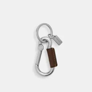 COACH Carabiner Key Ring - Silver/maple