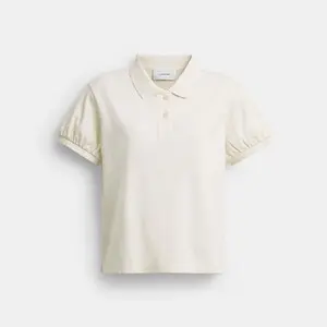 COACH Organic Cotton Script Shrunken Polo - Cream