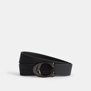 COACH Sculpted C Buckle Reversible Belt Mm - Black/black