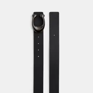 COACH Sculpted C Buckle Reversible Belt - Black/black