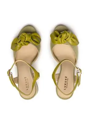 Lukure Bonbon Block Heel Sandals With Leather Bow Detailing
