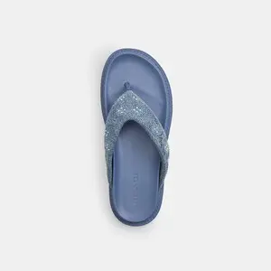 COACH Brynn Crystal Signature Thong Sandals - Denim
