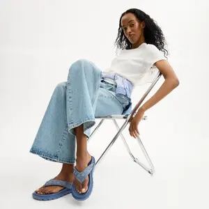 COACH Brynn Crystal Signature Thong Sandals - Denim