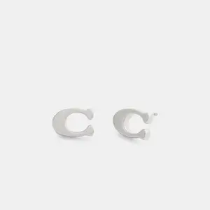 COACH Signature C Stud Earrings - Silver