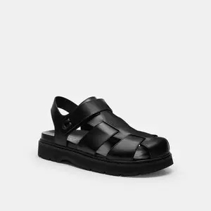 COACH Fisherman Sandal With Platform And Velcro Closure - Black