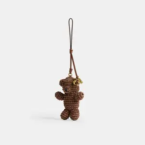 COACH Woven Bear Bag Charm - Brass/multi