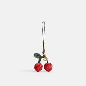 COACH Woven Cherry Bag Charm - Brass/multi