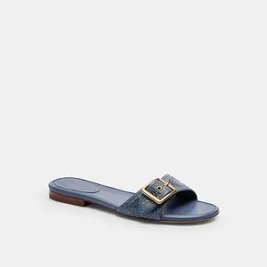 COACH Margot Flat Sandal In Crystal Signature - Denim