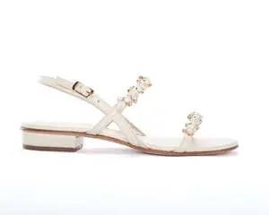 Lukure Jasmine Embellished Leather Flat Sandals