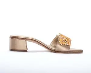 Lukure Crystal Embellished Leather Slippers